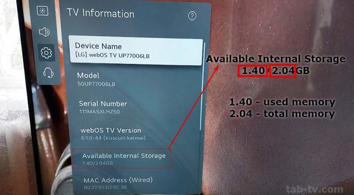 How to find out the memory capacity of LG TV | en.tab-tv.com